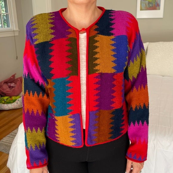 Peruvian Connection | Sweaters | Wool Alpaca Multicolored Cardigan ...